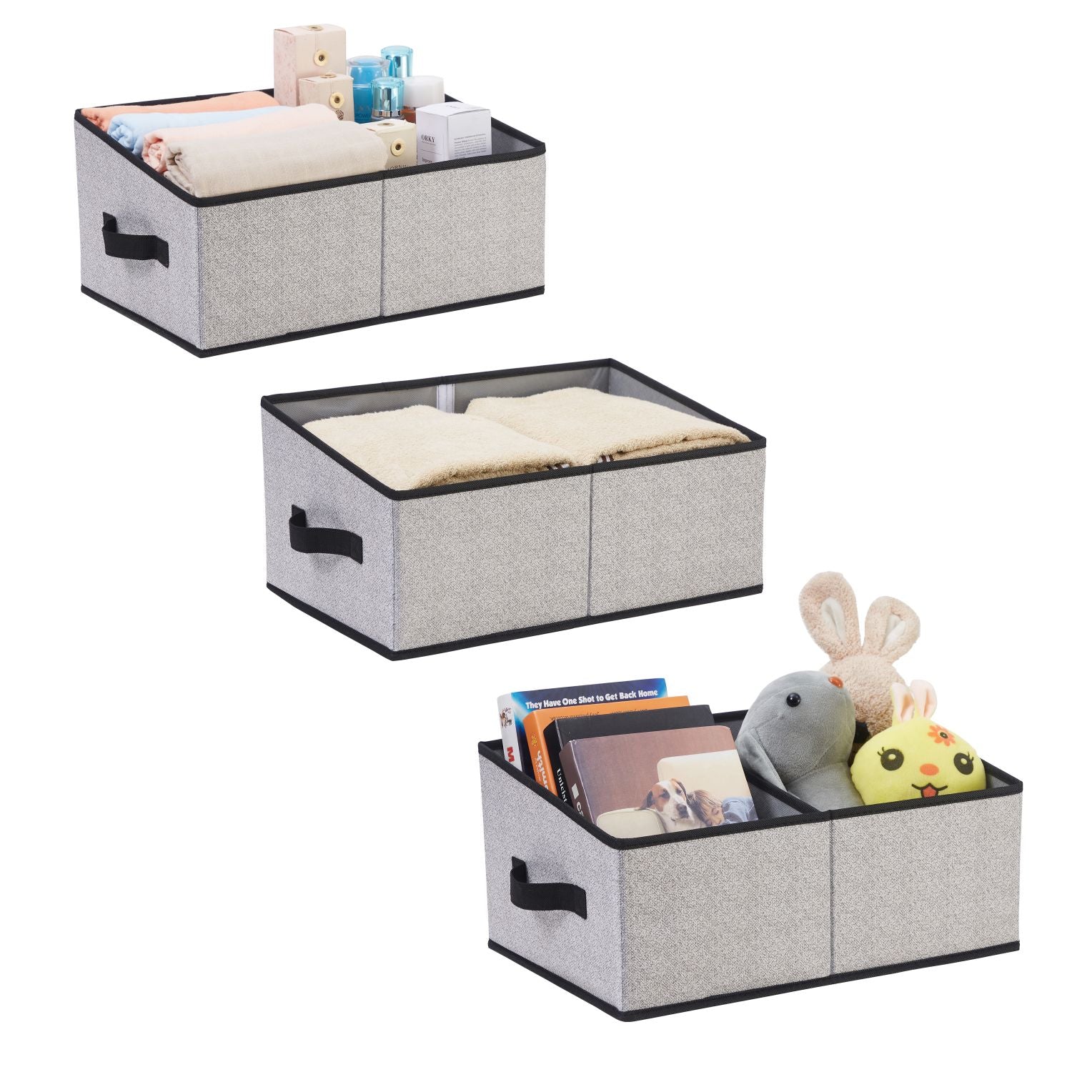 Trapezoid Storage Bin | Fabric Storage Closet Organizer Basket | DECOMOMO