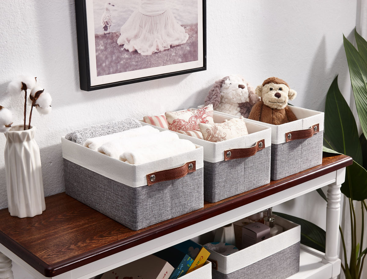 Small Collapsible Fabric Storage Bins | Small Storage Organizer | DECOMOMO