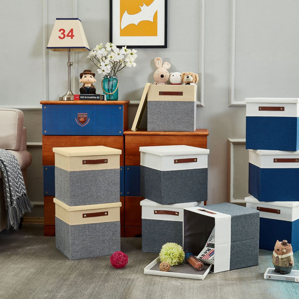 Lidded Storage Bin | Storage Box with Lid 3-Pack | DECOMOMO